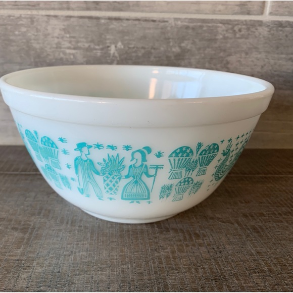 Pyrex | Kitchen | Vintage Pyrex Amish Butterprint Mixing Bowl 42 White Turquoise 5 Qt | Poshmark